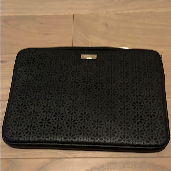 kate spade | Bags | Kate Spade Black Floral Embossed Leather Laptop ...